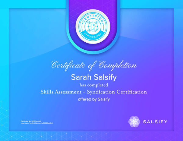 Salsify Training and Certification: Syndication Training | Salsify
